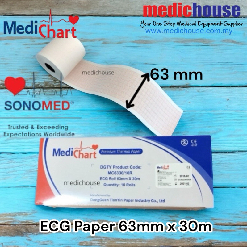 ECG PAPER 3 Channel Size 63mm x 30M , medichart/sonomed | Shopee Malaysia