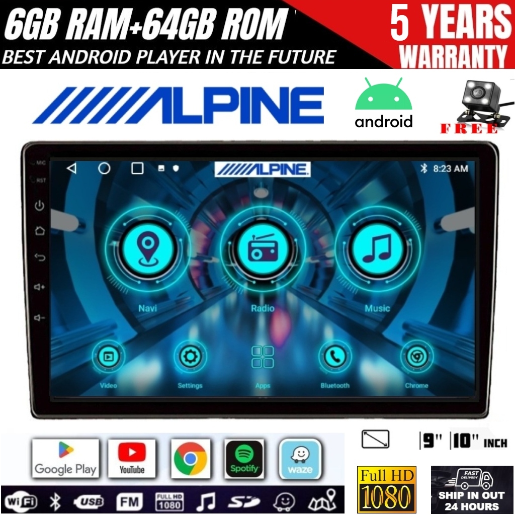 [6GB RAM+64GB ROM]QLED Alpine Android Player 9"10" inch Quad Core Car ...