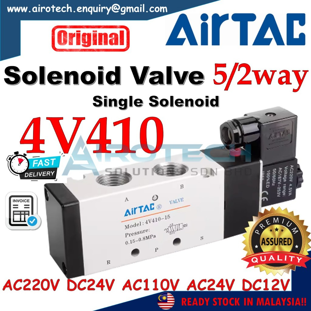 AirTAC 4V Series 4V410 Solenoid Valve Pneumatic 5/2 Way Solenoid Valve ...