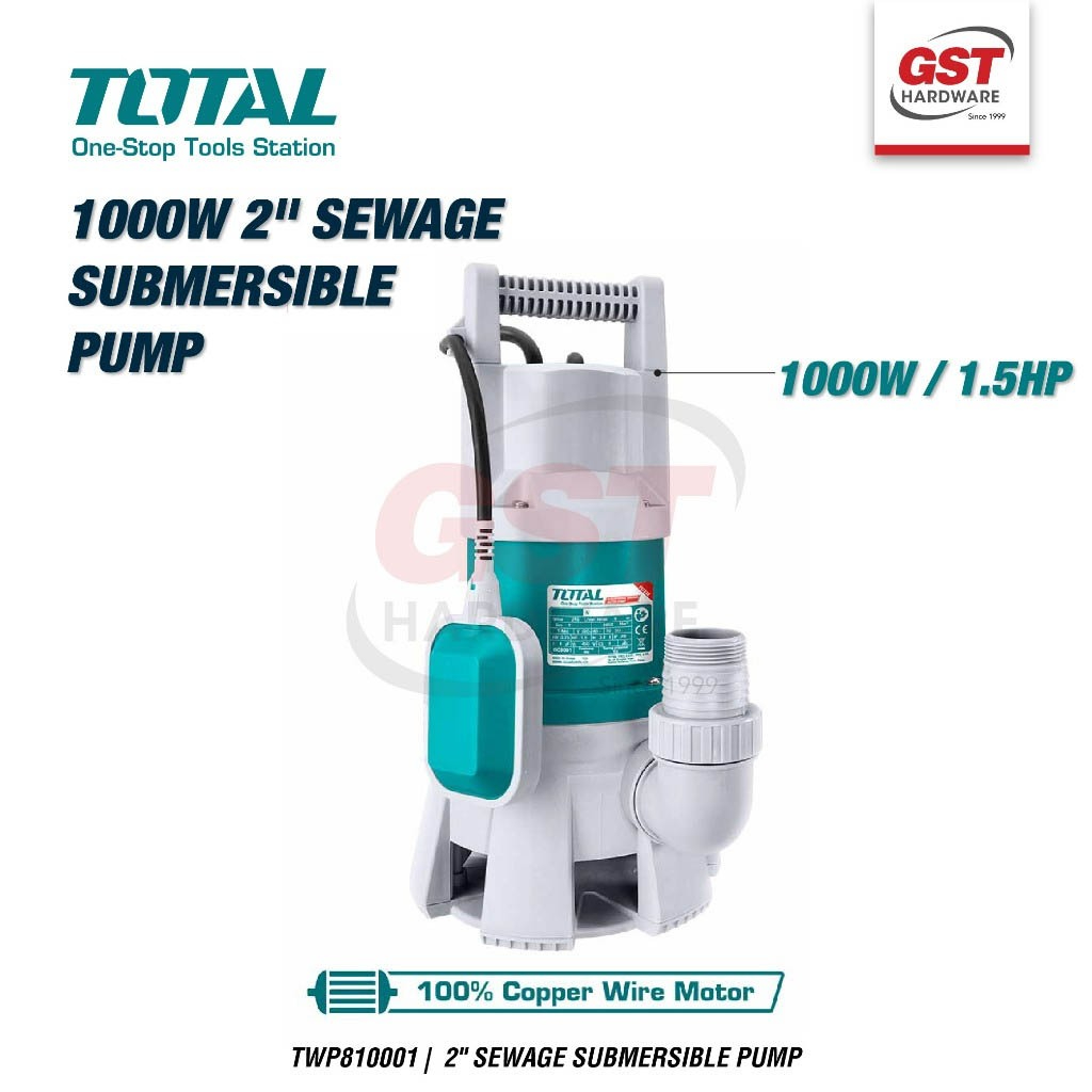 Total Sewage Submersible Pump TWP810001 1.5HP 1000W Pump Air ...
