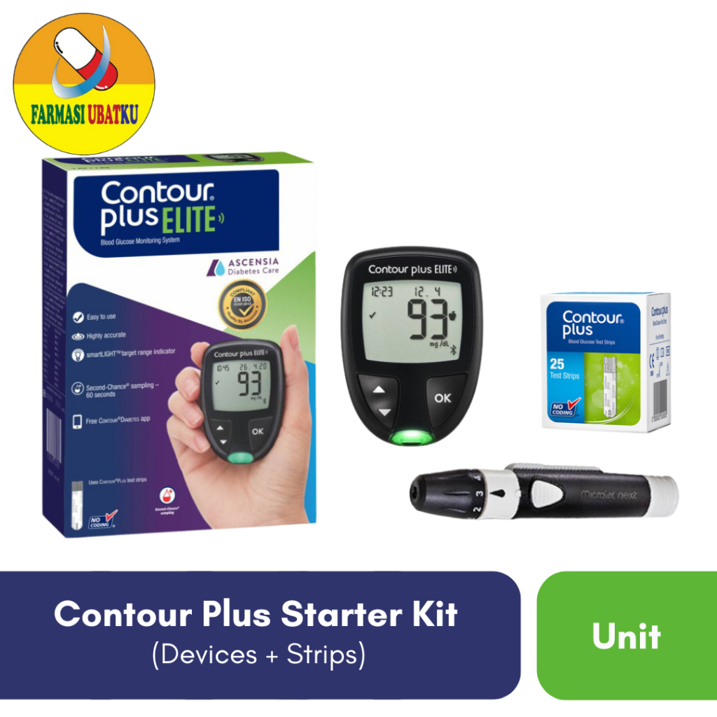 Contour Plus ELITE Blood Glucose Monitoring System Glucometer With 25's ...