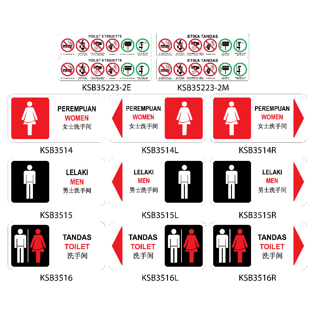 TOILET ETIQUETTE, TOILET, MEN, WOMEN, WITH ARROW DIRECTION PVC SIGN ...