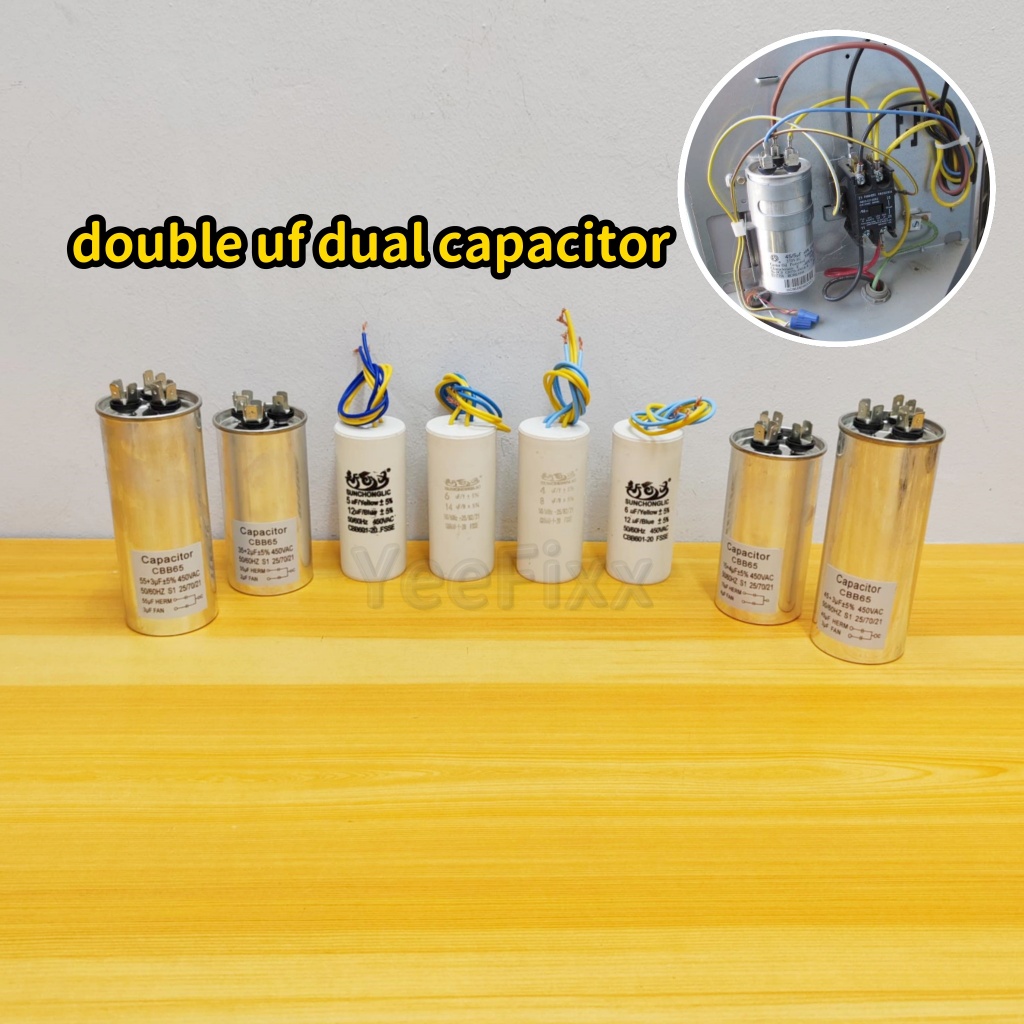 YeeFixx double uf Dual capacitor electrical (pin / wired) condenser ...