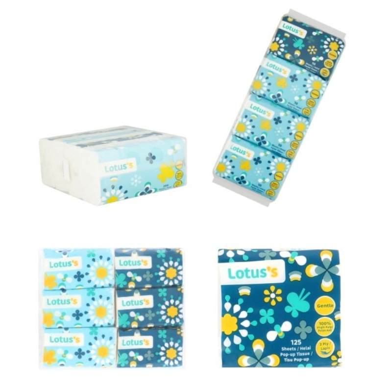 Lotus Pop Up Tissue 125s x1 & 125s x6 | Pocket Tissue 16x10s | Softpack ...
