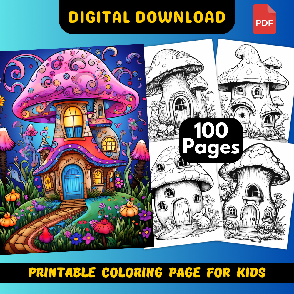 A090 MAGICAL FAIRY HOUSES PRINTABLE COLORING PAGE | Shopee Malaysia