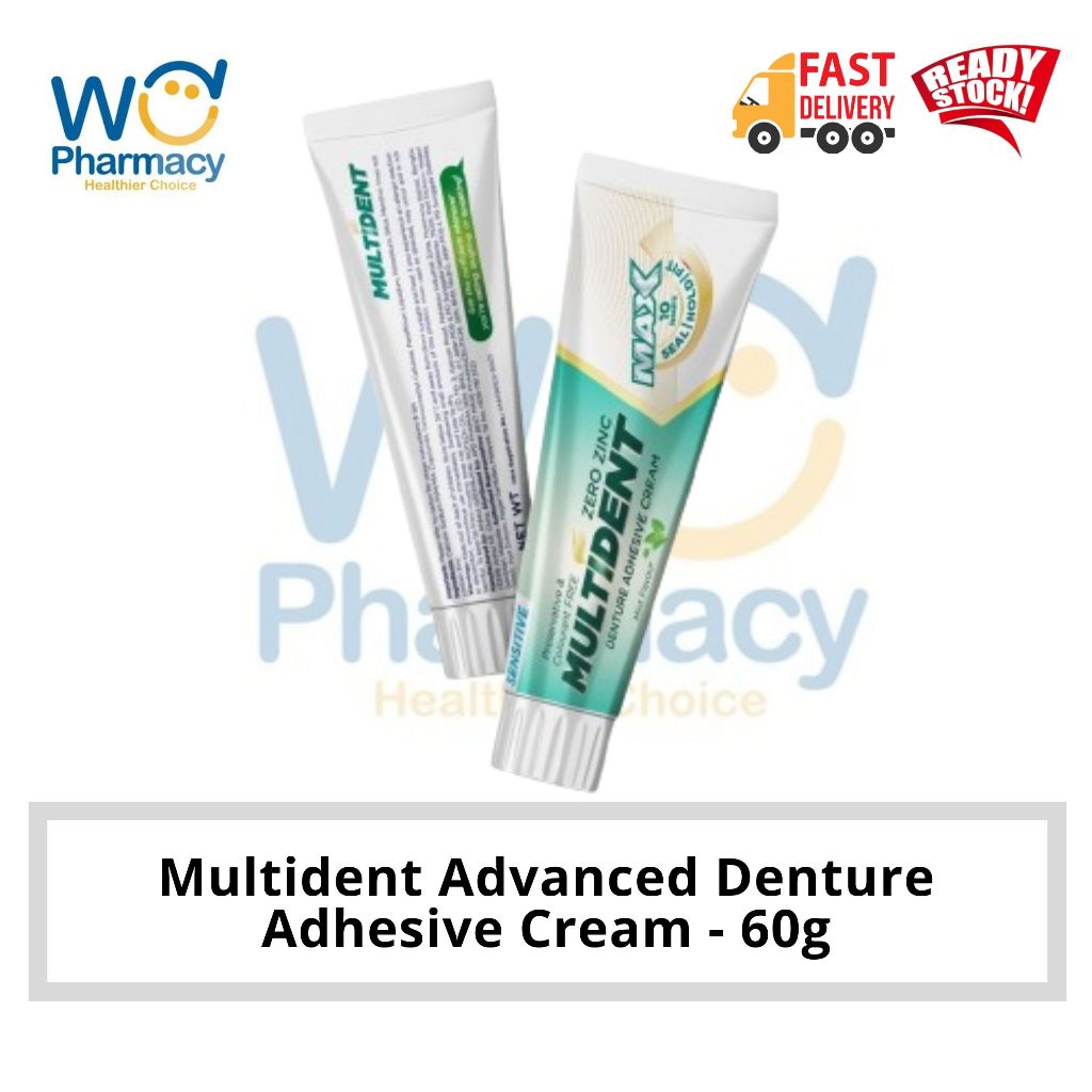 Multident Advanced Denture Adhesive Cream - 60g (Krim Tampal/Pelekat ...
