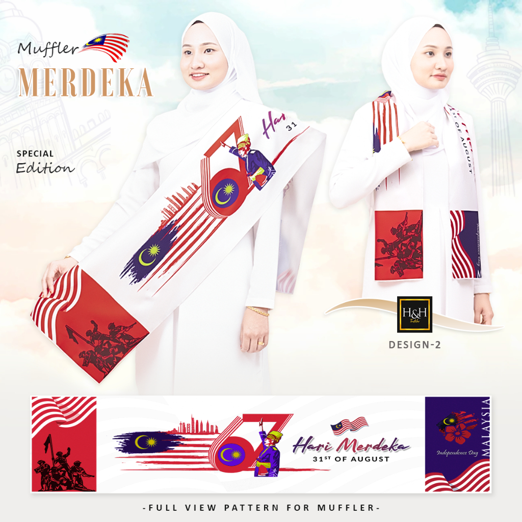 Muffler Scarf Merdeka perempuan Dewasa Moden Viral Merdeka 2024 Stylish ...