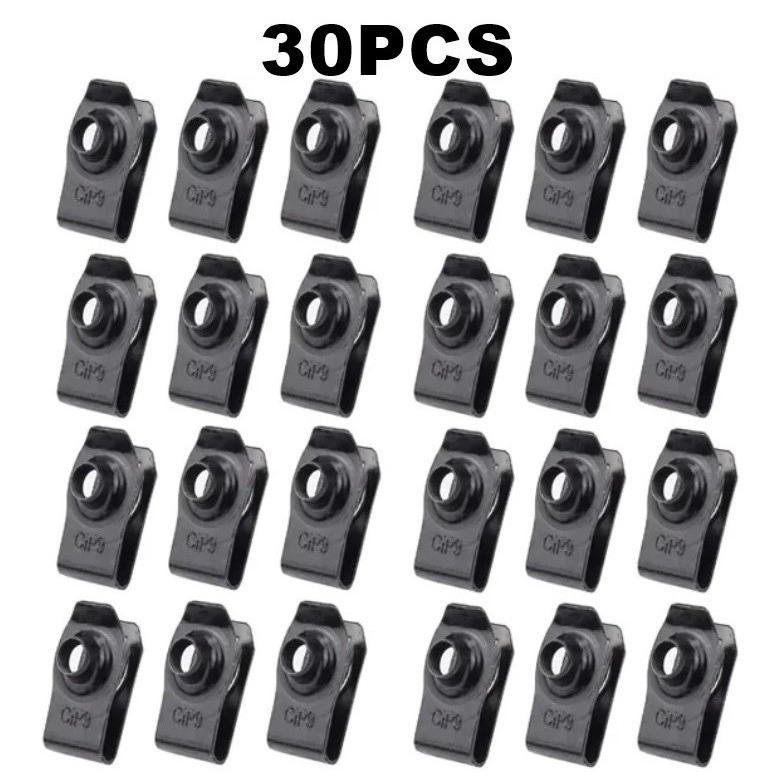 30PCS M6 Clips Motorcycle Screw Car Body Bolts U-Nut Clip Under Cover ...