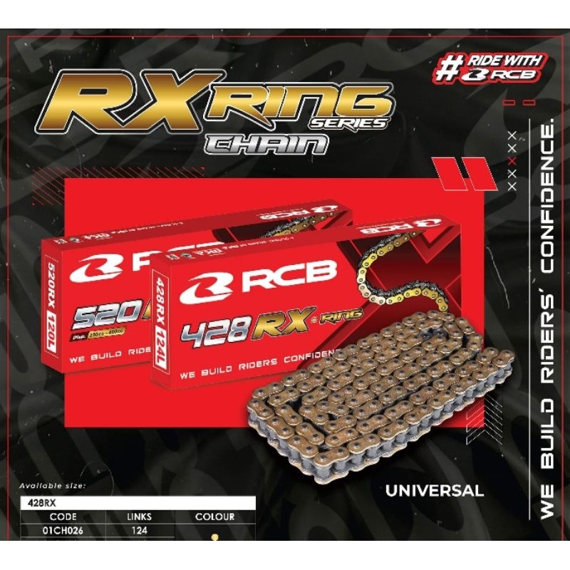 RCB CHAIN MOTORCYCLE 428 RX RING CHAIN RACING BOY RX SERIES GOLD CHAIN ...