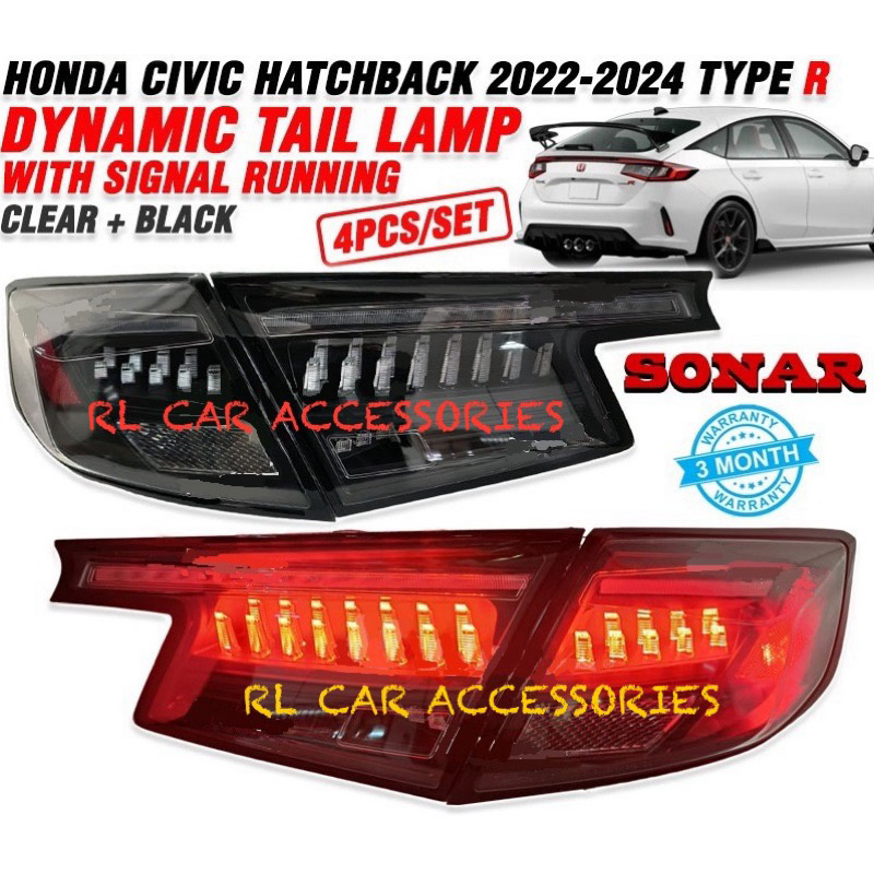 Honda Civic FL5 Hatchback 2022 2023 2024 TYPE R rear Dynamic Tail Lamp ...