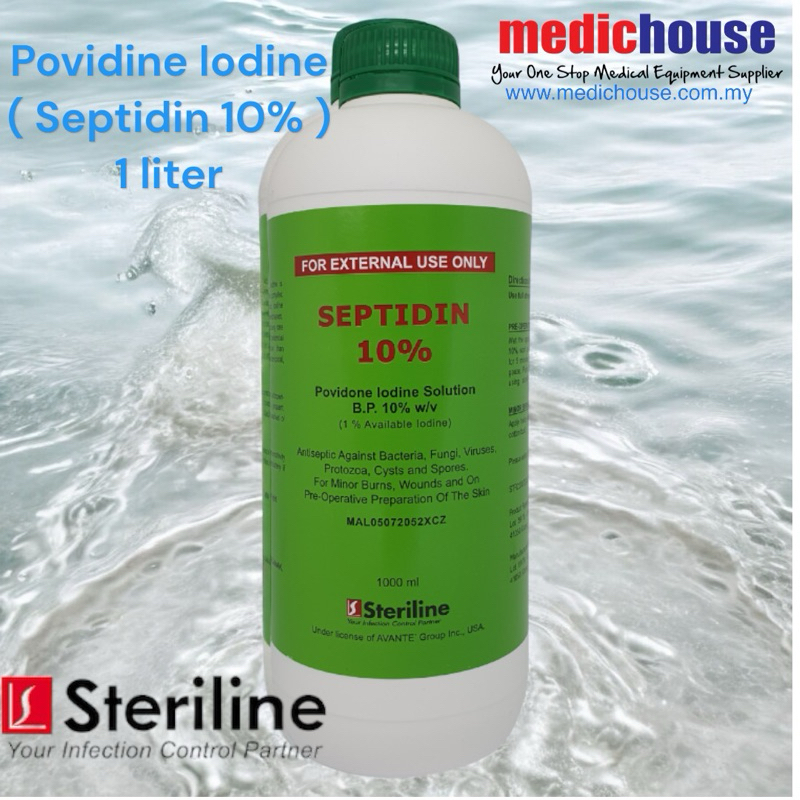 POVIDONE Iodine SEPTIDIN 10% 1 liter EXP:04/27 | Shopee Malaysia