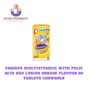 Champs Multivitamins with Folic acid & Lysine Orange Flavor (60's ...