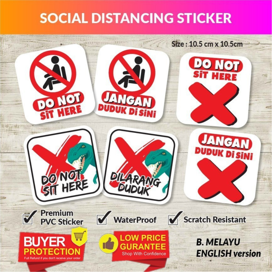 🇲🇾 🔥 10.5x10.5cm DO NOT SIT HERE Safety Social Distance Distancing Sign ...