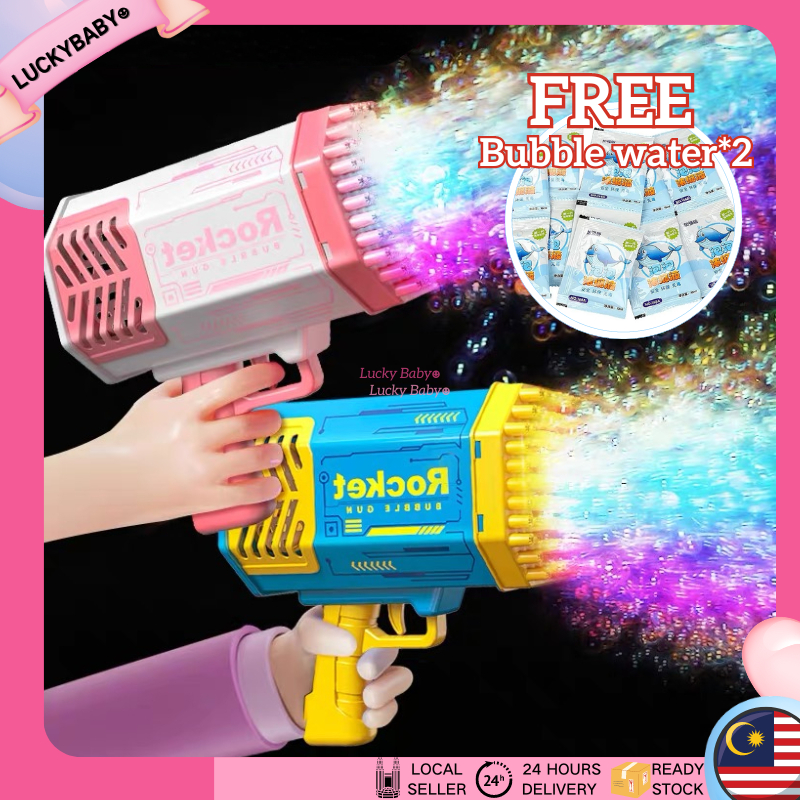 FREE BUBBLE🎁 69/132 Holes Electric Bubble Gun Toys Machine Rocket ...