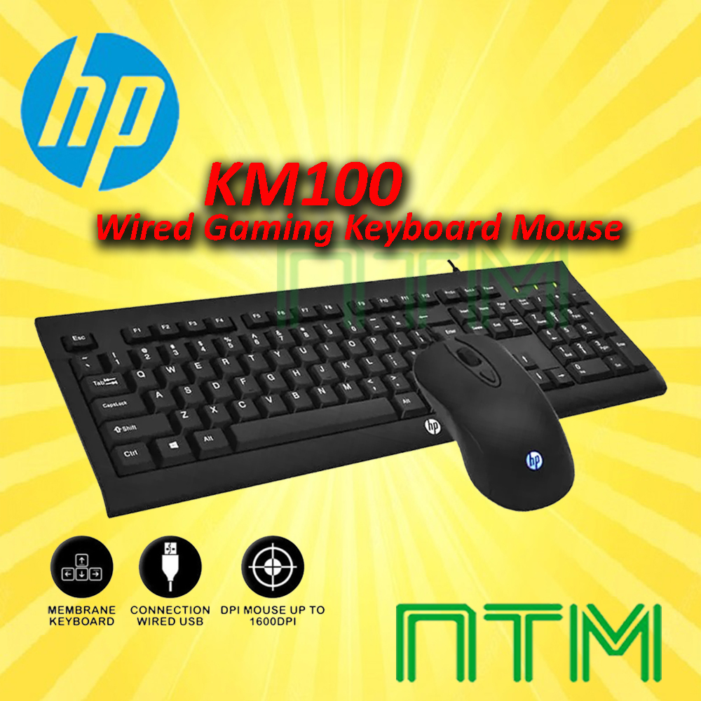 HP KM100 KEYBOARD AND MOUSE COMBO WIRED USB OFFICE DESKTOP PC KEYBOARD ...
