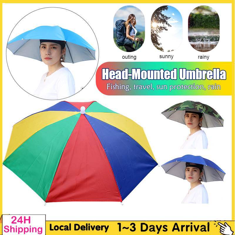 Outdoor Foldable Head Umbrella Cap Shade Hat Outdoor Anti Rain ...