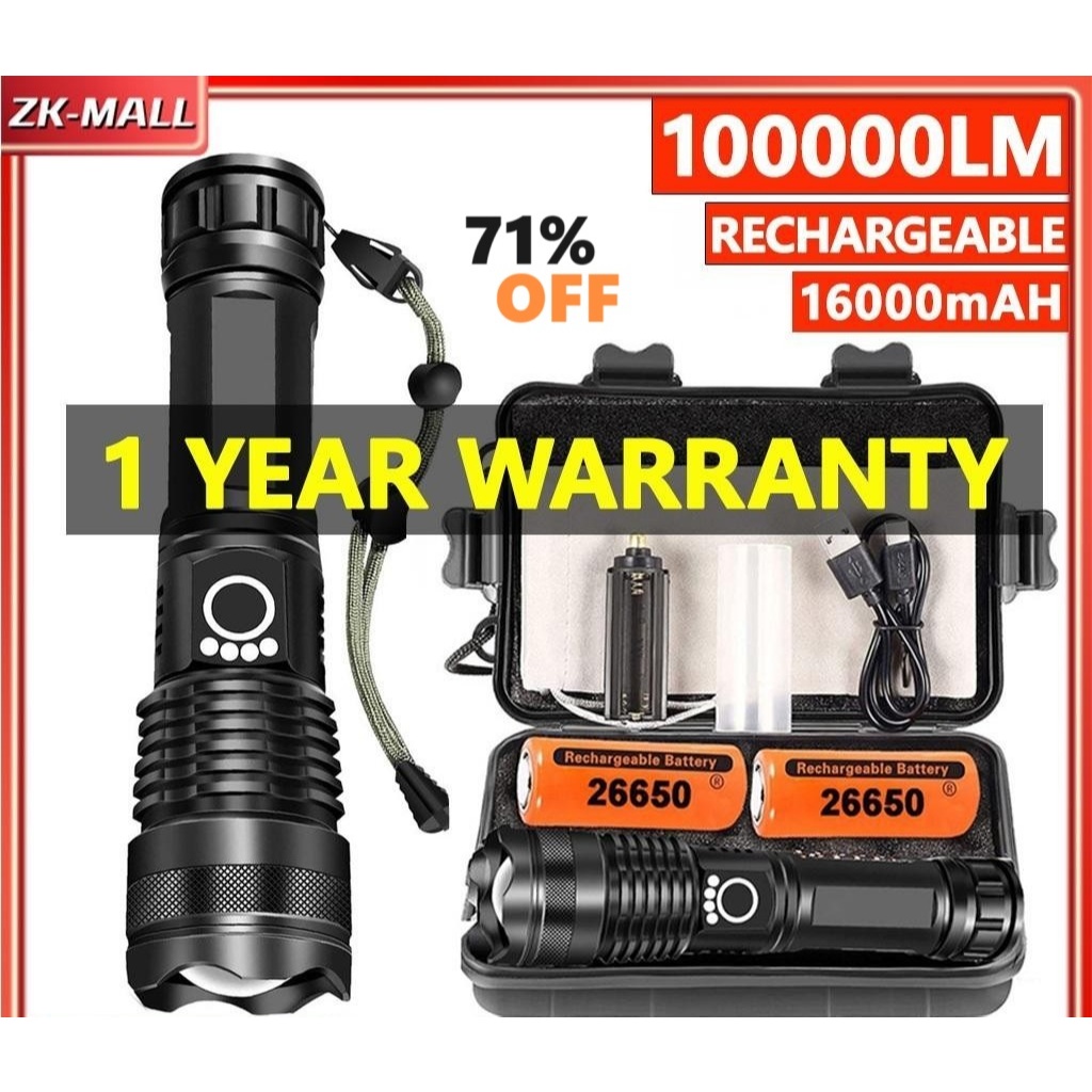 New 100% Original Powerful Flashlight 100000 lumens 16000mAH LED with ...