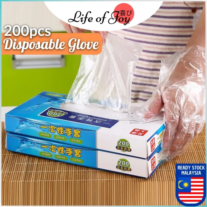 LOJ Disposable Food Plastic Gloves Transparent Glove 100pcs Box Type Sarung Tangan Plastik一次性手套 ...