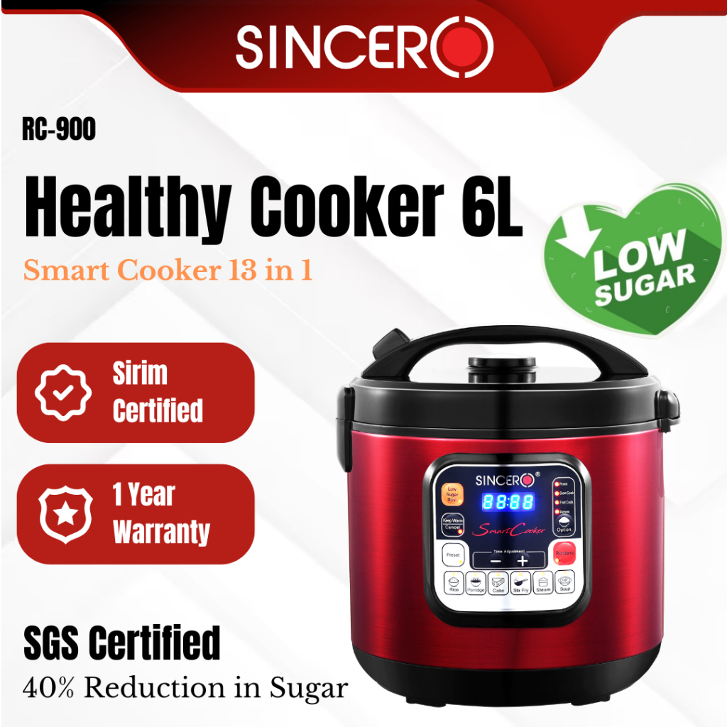 SINCERO Smart Healthy Low Sugar Rice Cooker 6L RC-900 | Shopee Malaysia