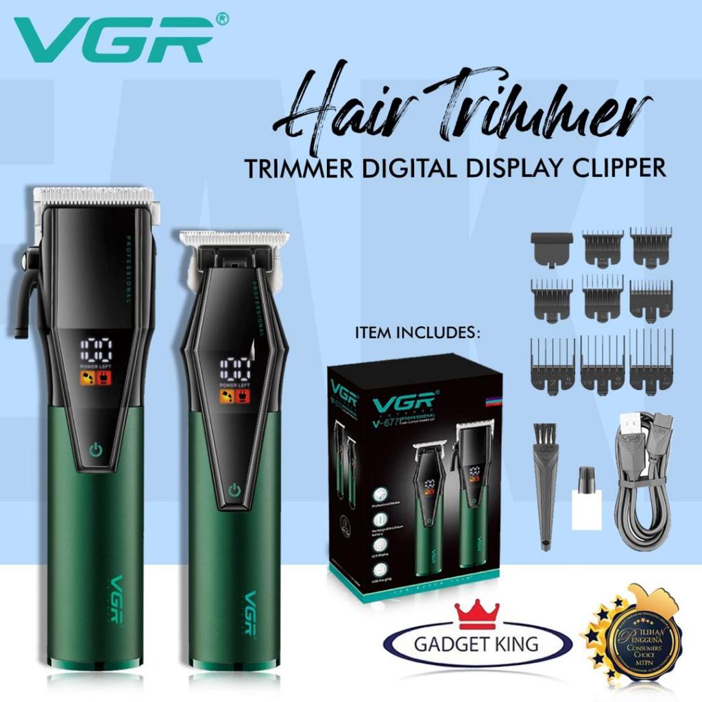 VGR V-677 Hair Clipper Rechargeable Trimmer Men LCD Beard Trimmer Cutting Machine Cutter Shaver ...