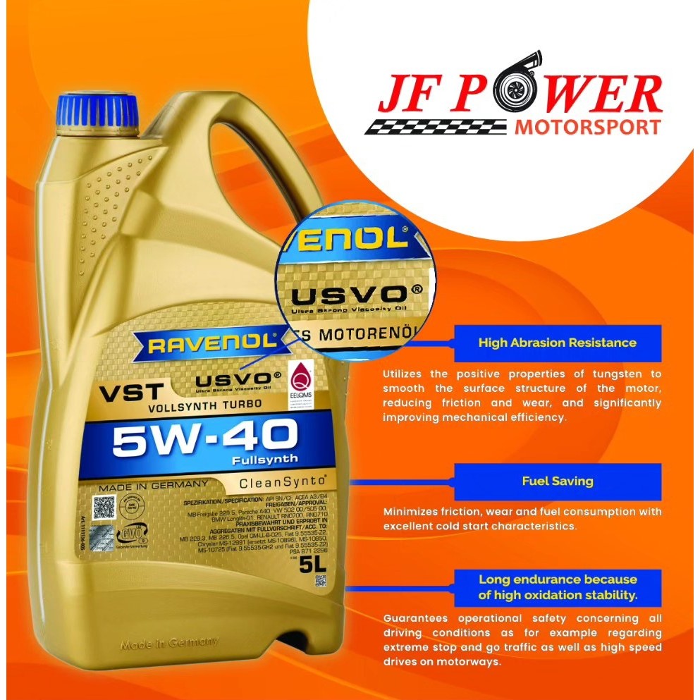RAVENOL VOLLSYNTH TURBO VST SAE 5W-40 5L (ORIGINAL) engine oil | Shopee ...