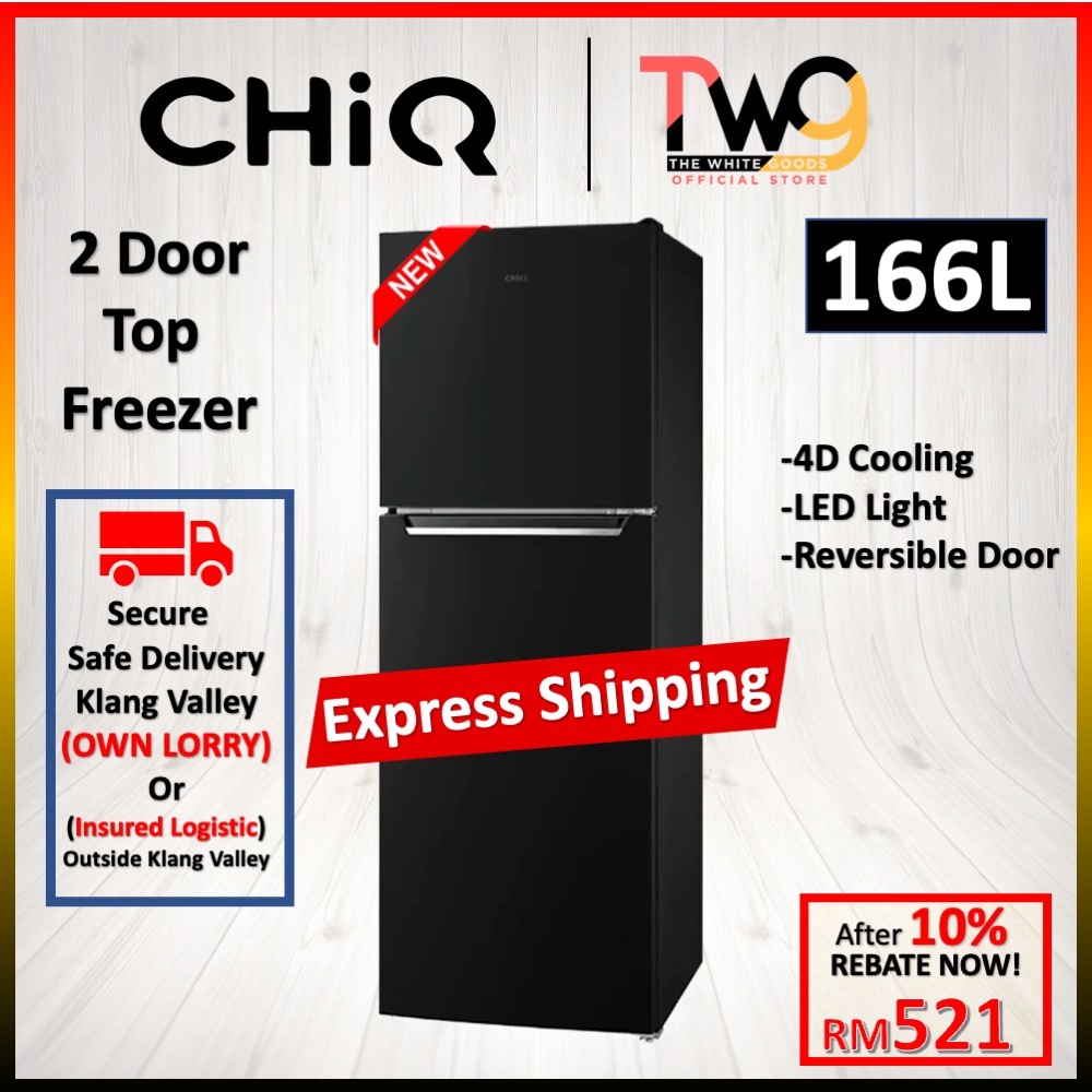 [FREE SHIPPING] CHiQ Fridge 2 Door Top Freezer Refrigerator (166L ...