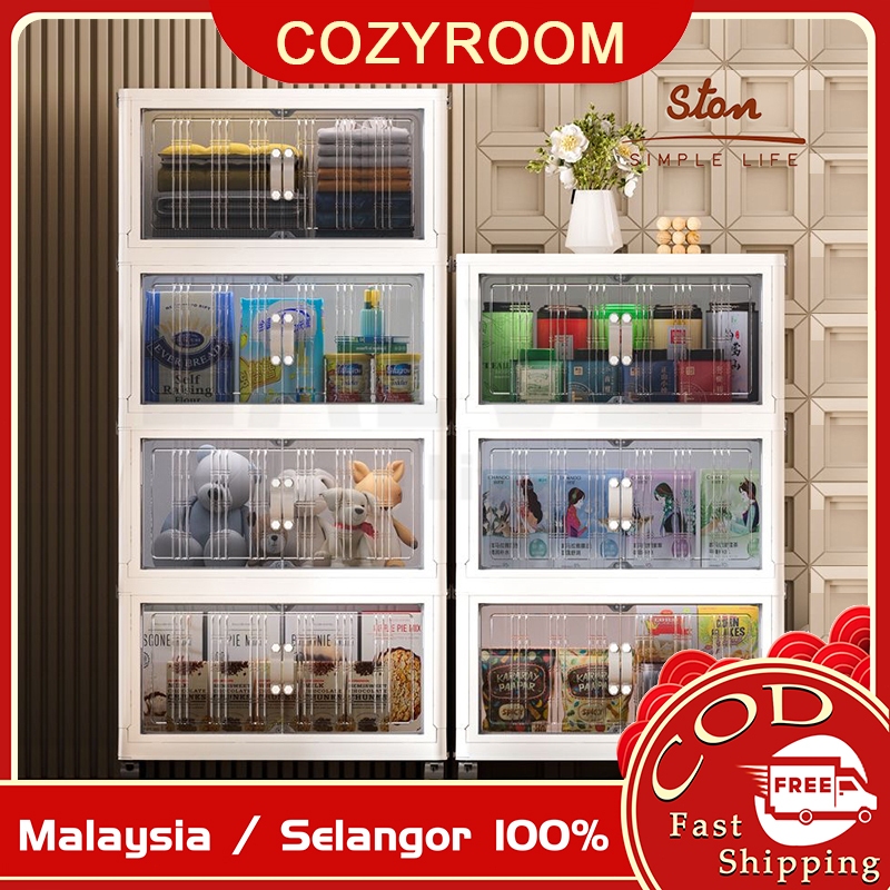 Foldable Storage Cabinet 5 Layers With Wheels Stackable Storage Box ...
