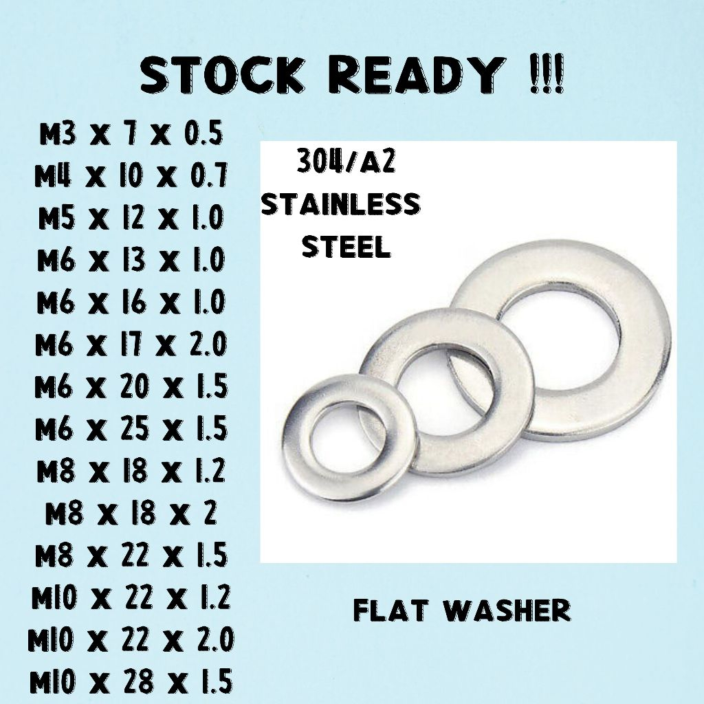 Flat Washer M3 M4 M5 M6 M8 M10 M12 M14 M16 M18 M20 304 Stainless Steel Washers Plain Washer ...