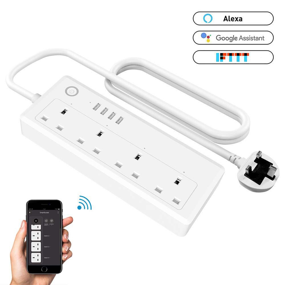 Smart Extension Socket 16A/13A Four Fast Charging Works WiFi Smart ...