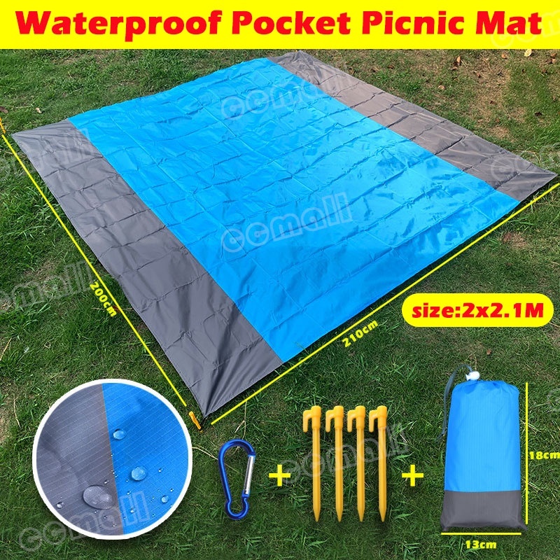 Ready stock Pocket Picnic Mat Outdoor Camping Beach Mat Waterproof ...