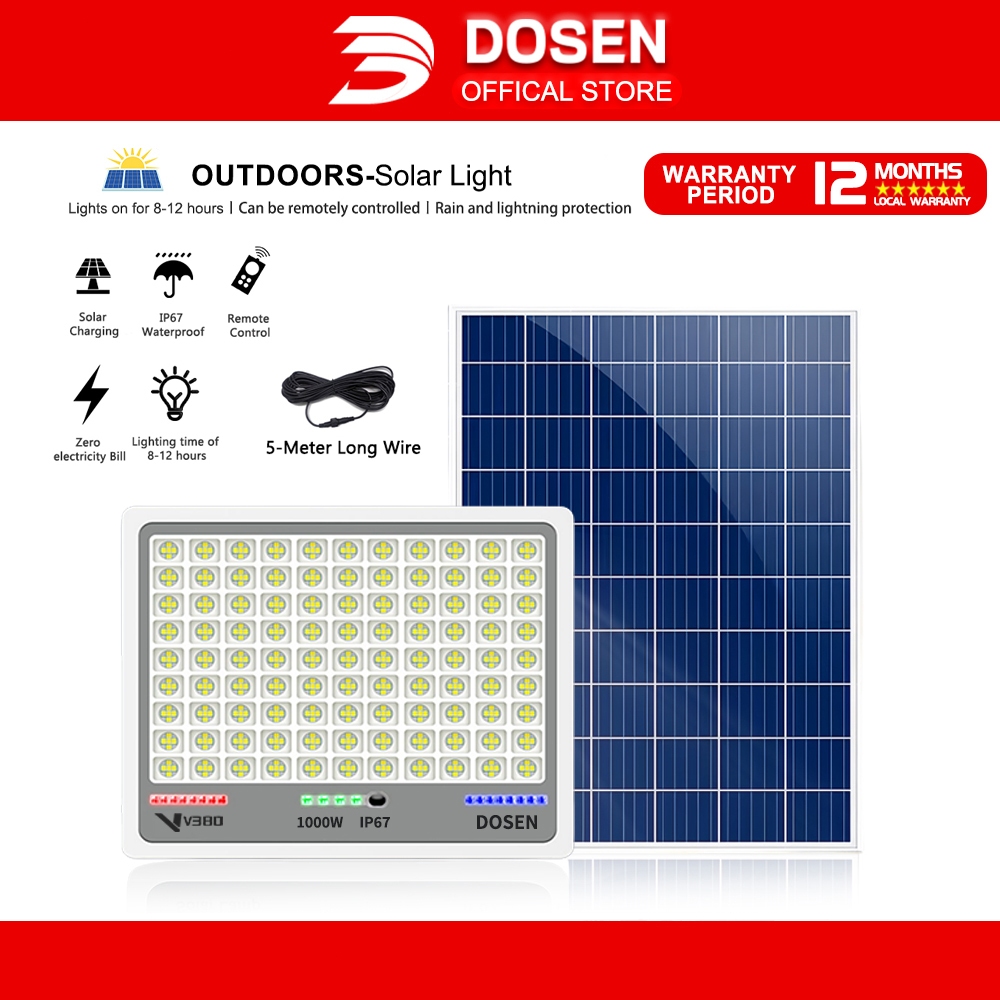 DOSEN Lampu Solar Light Outdoor Lighting LED Solar Spotlight Waterproof ...