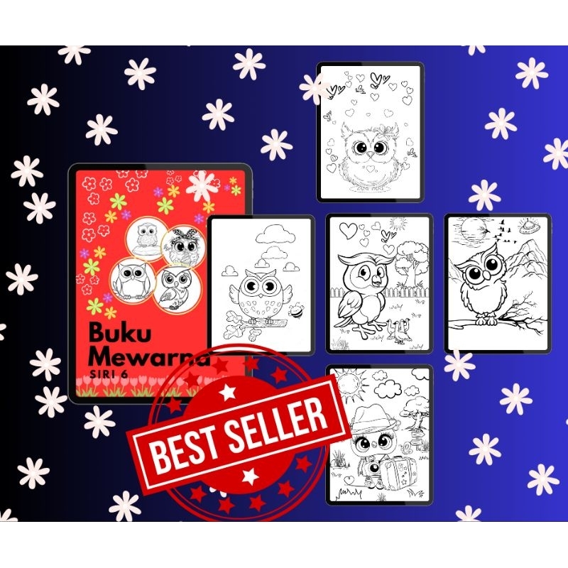 Vol 6 Owls Colouring pages/Kertas mewarna 20pc sesuai kids and adult A4 ...