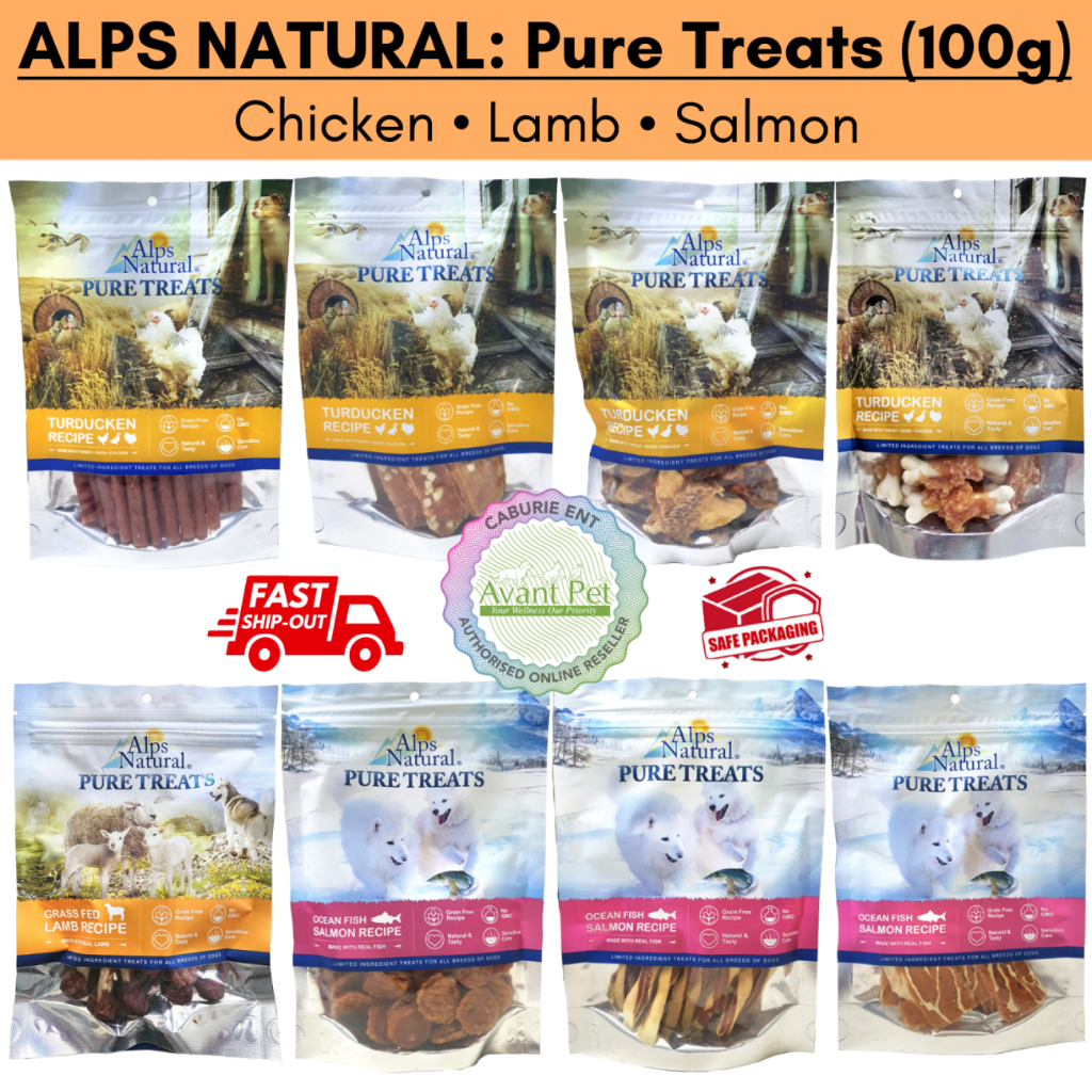 ALPS NATURAL: Pure Treats (100g) - CHICKEN/SALMON/LAMB/COD FISH ...