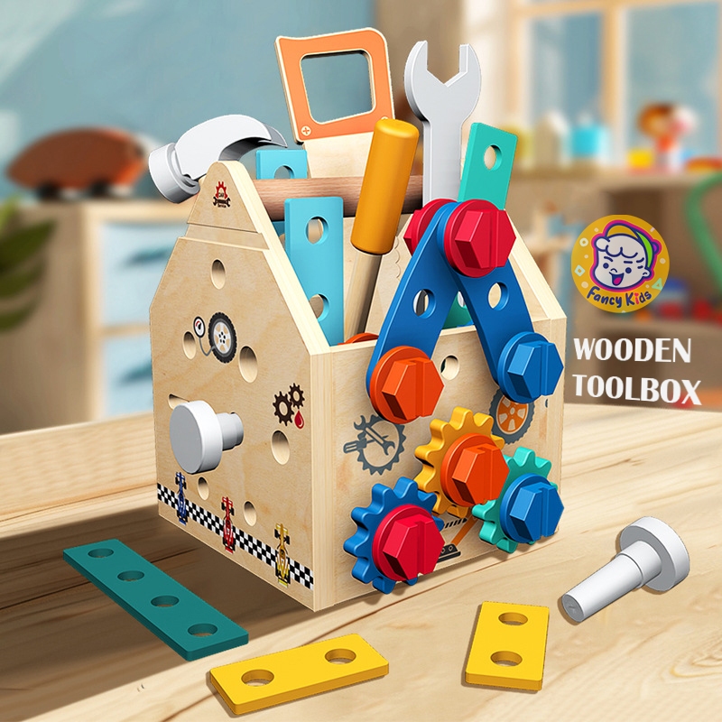 Premium Wooden Tool Kit Basket/Wooden Carpentry Engineer Playset for ...