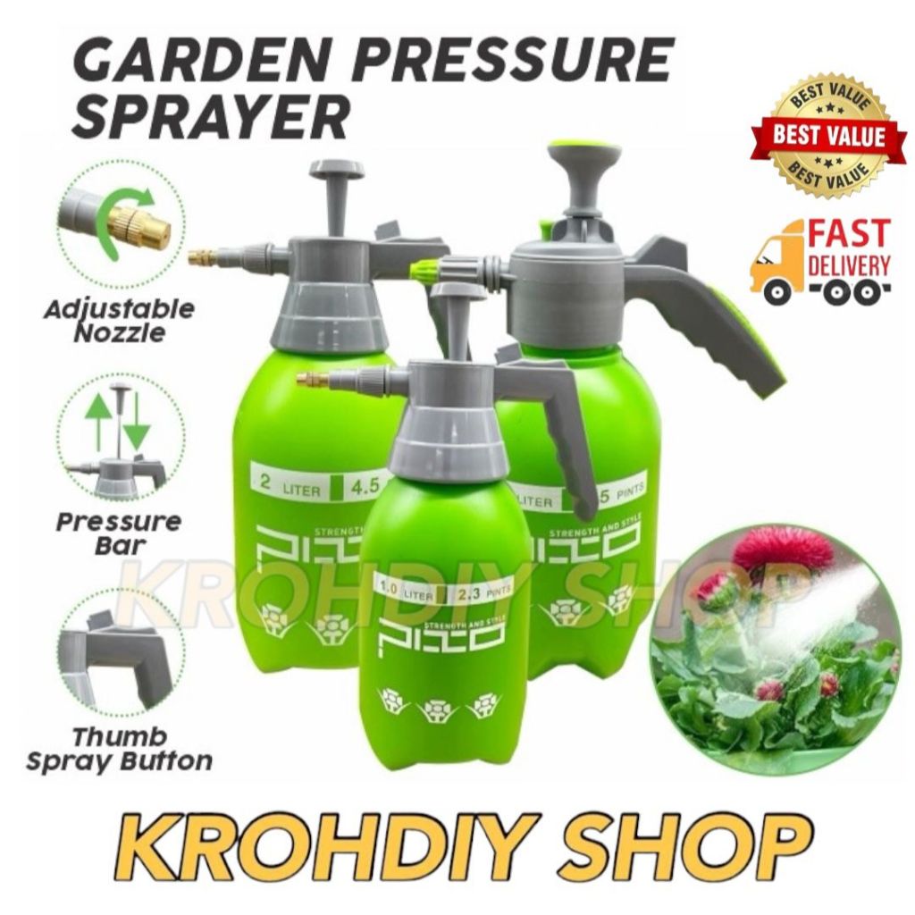 PIXO 1.0L & 2.0L Garden Pressure Sprayer / Botol Penyembur Tekanan Air ...