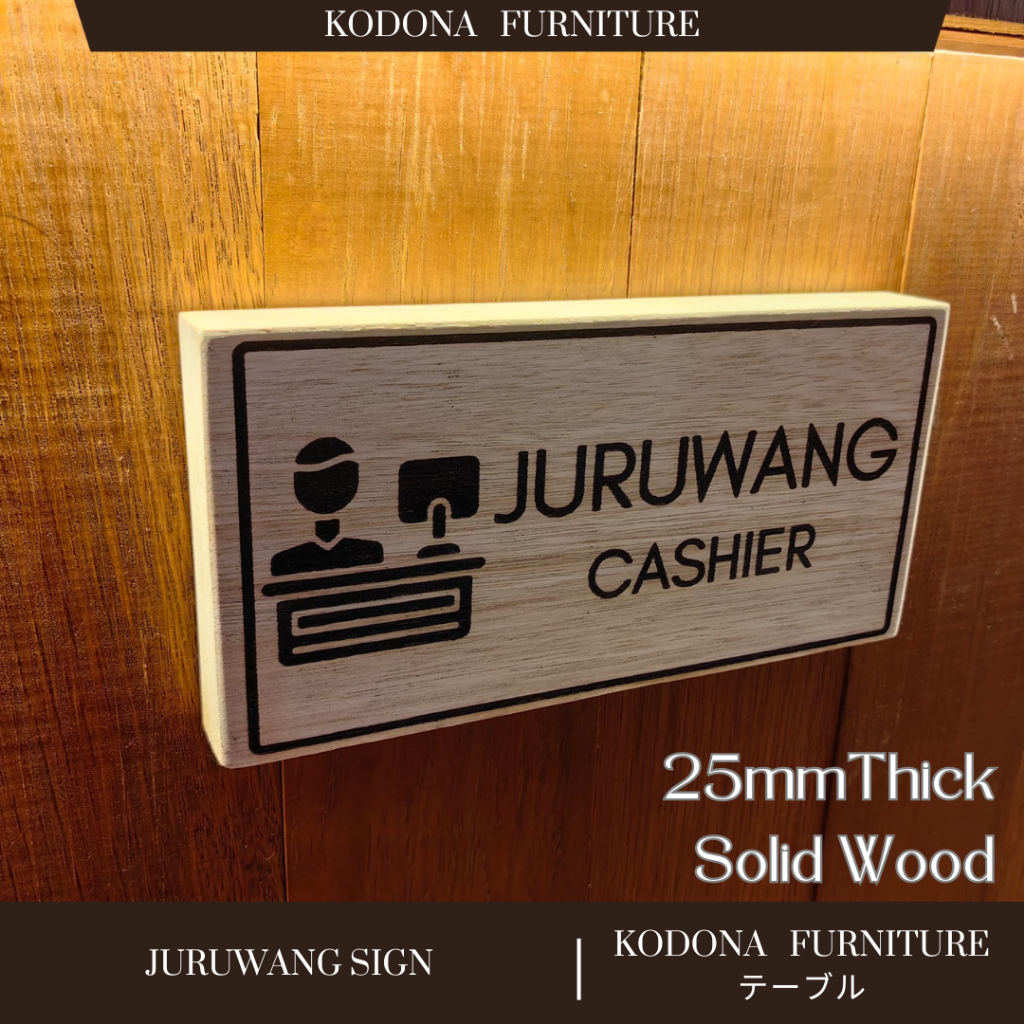 KODONA Juruwang Cashier Sign Super Solid Wood Sign Signage Customizable ...