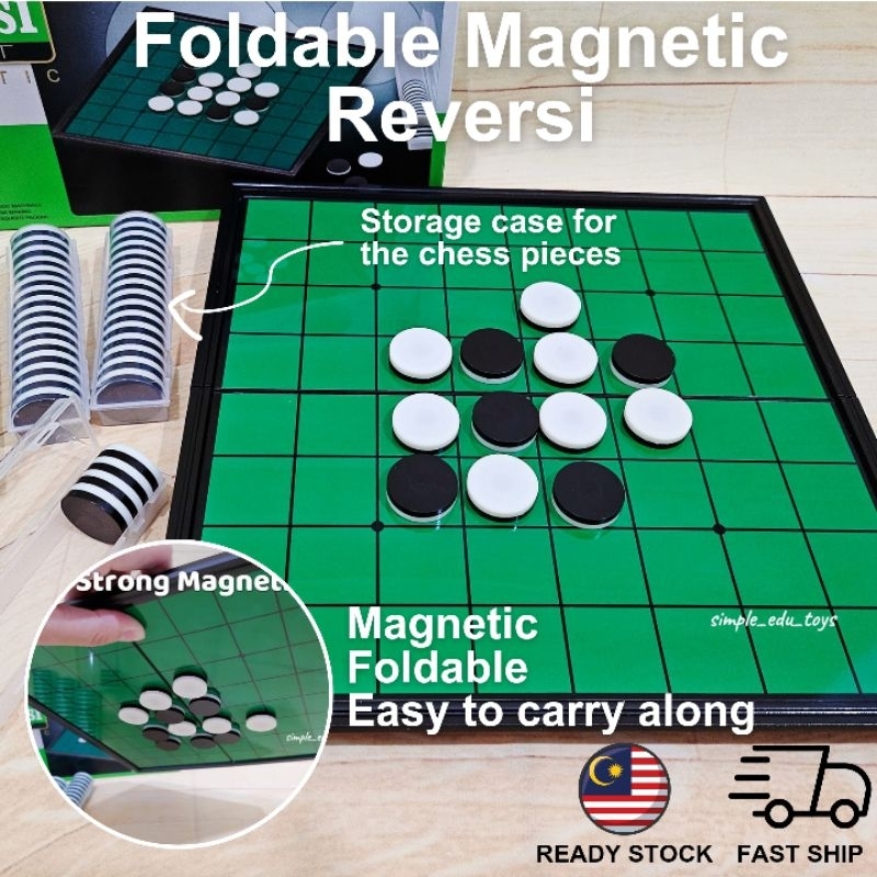 Magnetic Reversi Board Game 25x25 cm Othello Foldable Portable Game ...