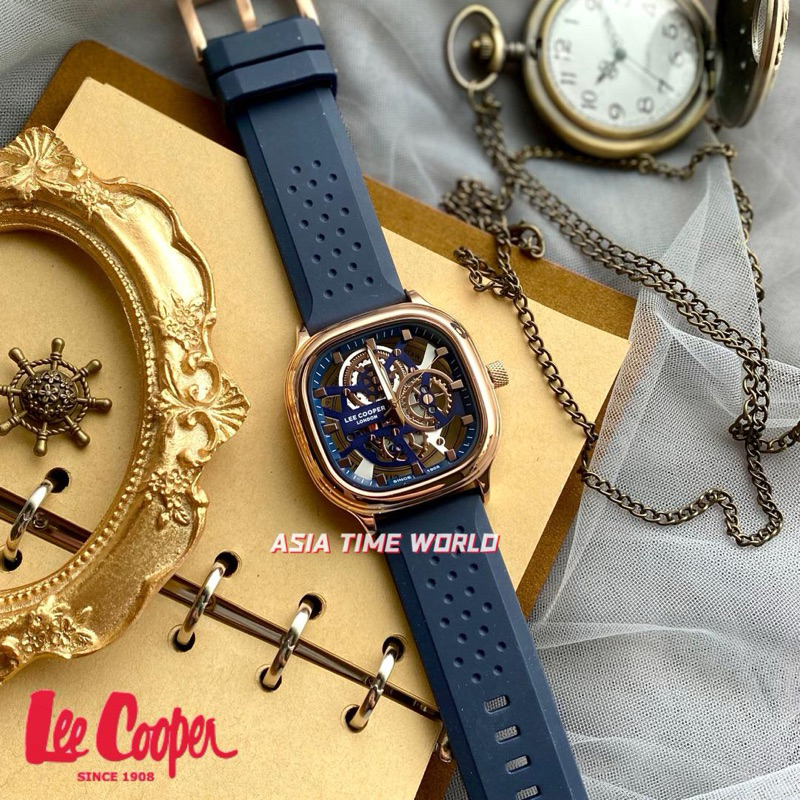 [Original] Lee Cooper LC07973.499 Square Men's Watch with Blue Skeleton ...