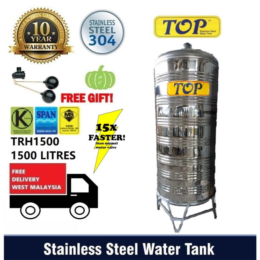 TOP 304 Stainless Steel Water Tank Slim And Tall Model With Stand 1500 ...