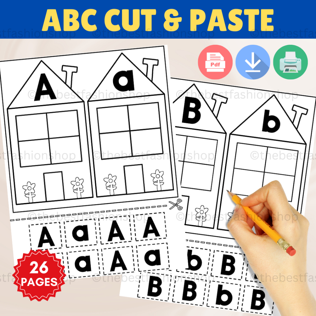 A016 [Softcopy PDF] 26 Alphabet Letter ABC Cut & Paste Printable ...