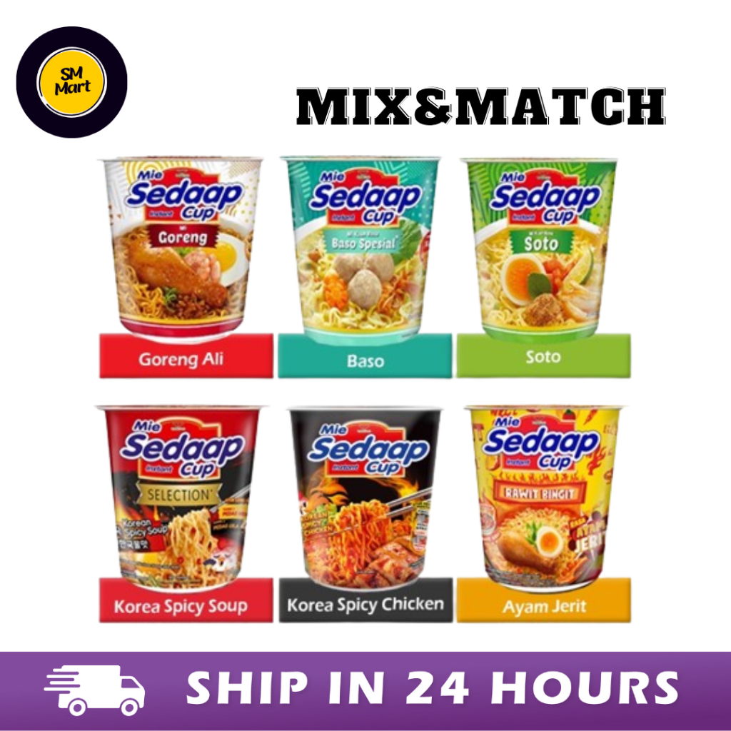 Mi Sedaap Instant Cup Mee Goreng/Korean Spicy Chicken /Soto/Baso ...