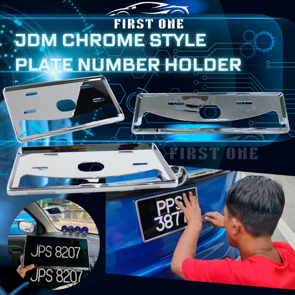 JDM Car Plate Chrome Silver Japan Style For Toyota Perodua Proton Honda ...