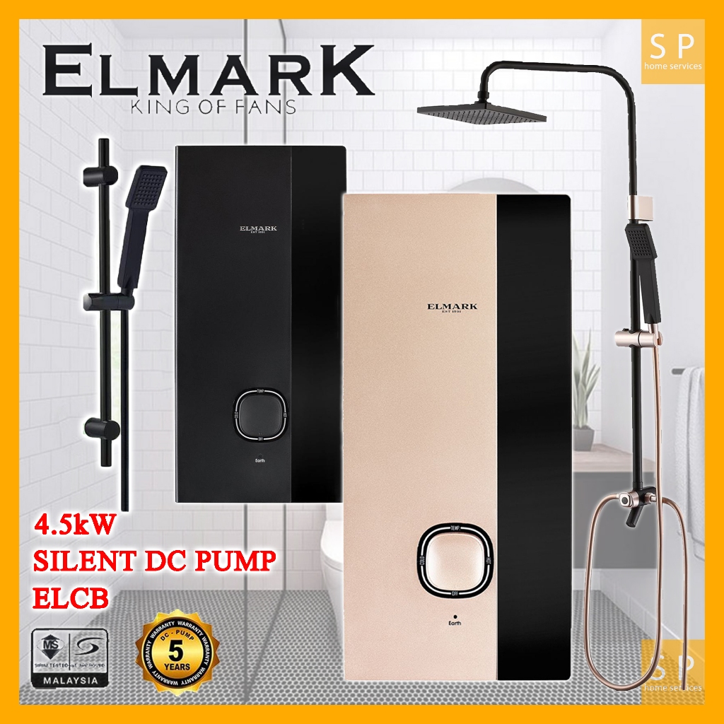 Elmark Hydroluxe Rain Shower Water Heater With Silent DC Booster Pump ...