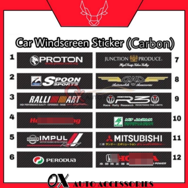 Car Windscreen Windshield Sticker (CARBON) - 52inchx10inch more designs ...