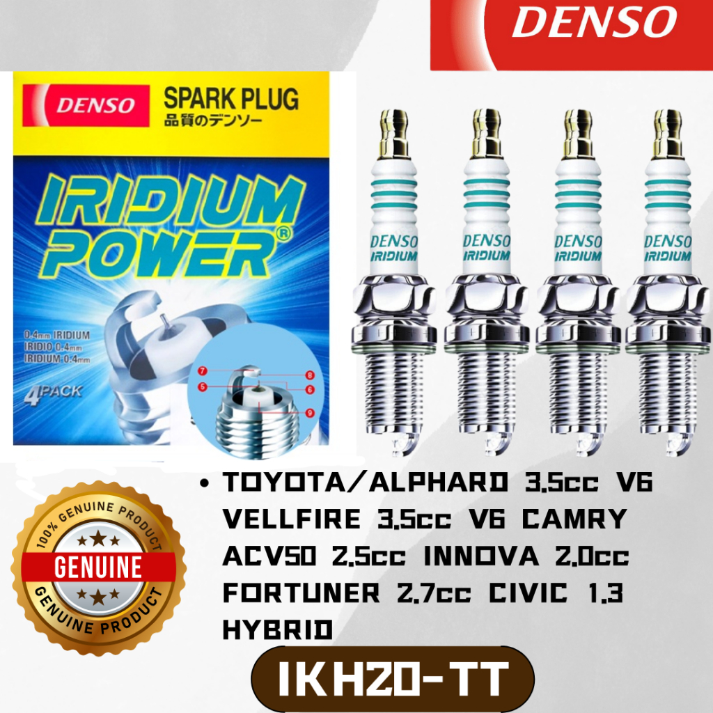 IKH20TT DENSO IRIDIUM TT SPARK PLUG 4704 (4PCS) IKH20 NEW SPEC JAZZ ...