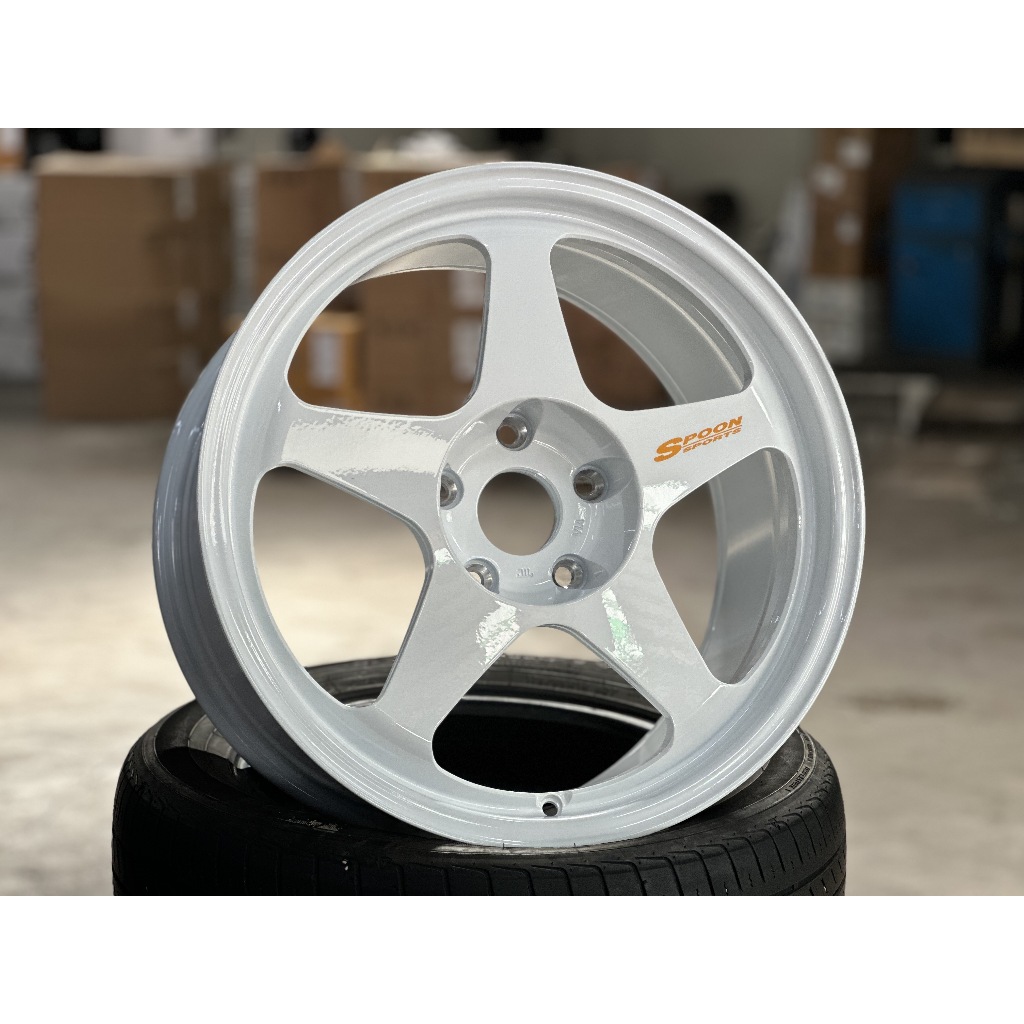 New 18x9.5J AOW SPOON Rim (set of 4) White 5x120 for Honda Civic Type R ...