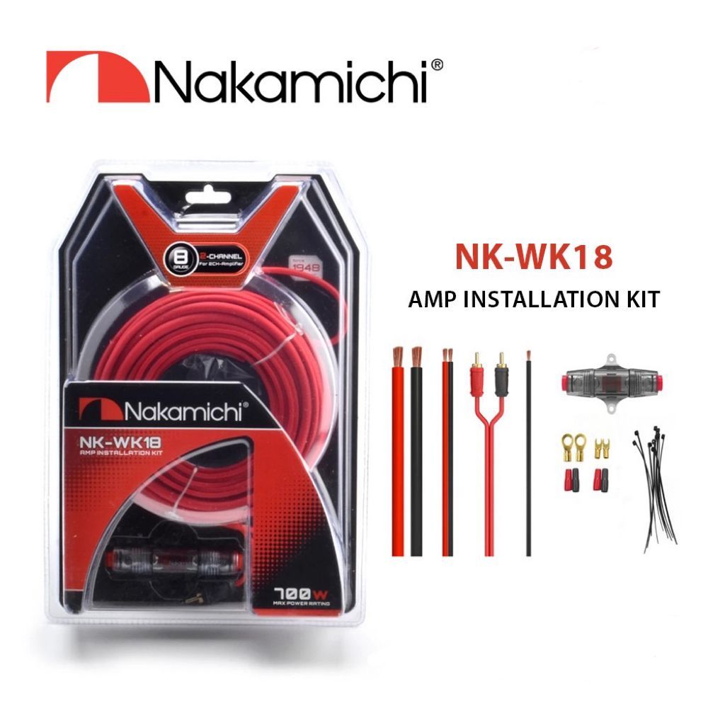 Nakamichi NK-WK18 - AMPLIFIER INSTALLATION KIT | 8GA Wiring 2 channel ...
