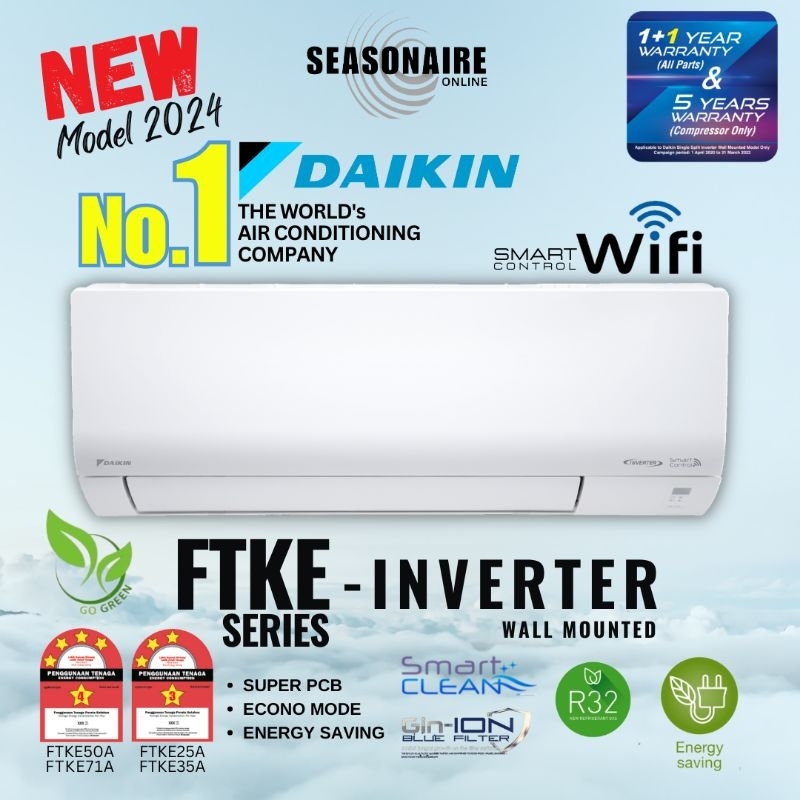 (NEW 2024) DAIKIN R32 FTKE-A SERIES INVERTER AIR COND (WIFI) | Shopee Malaysia