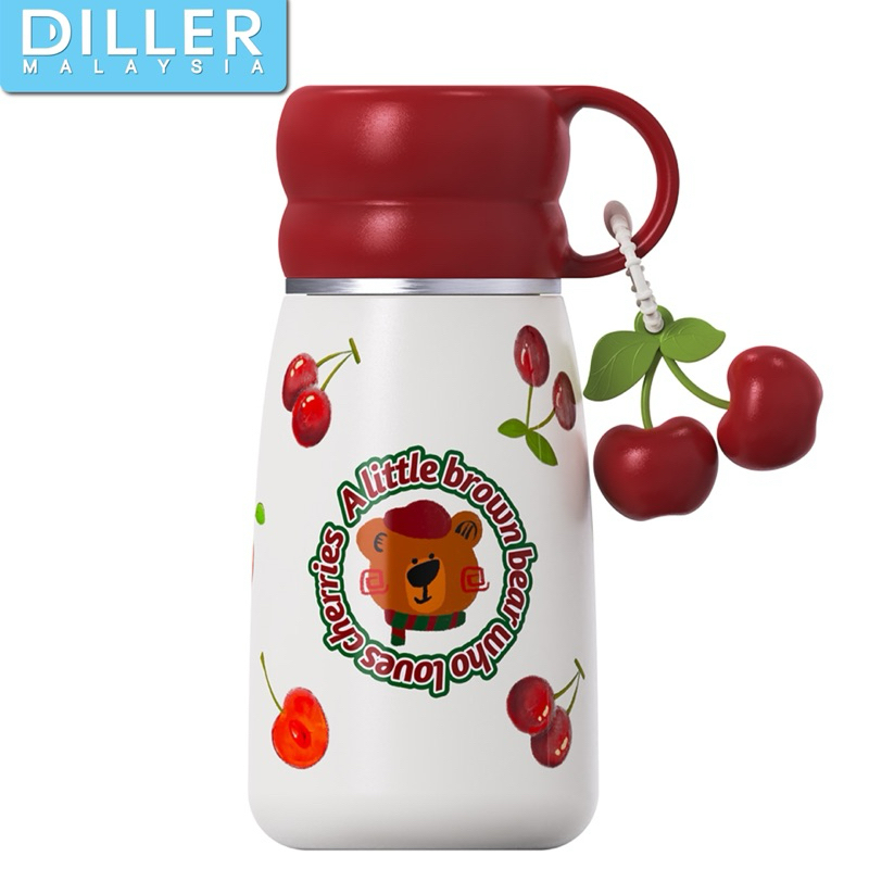 Diller Cherry Bear SUS316 Thermo Water Bottle Mug with cherry key chain ...