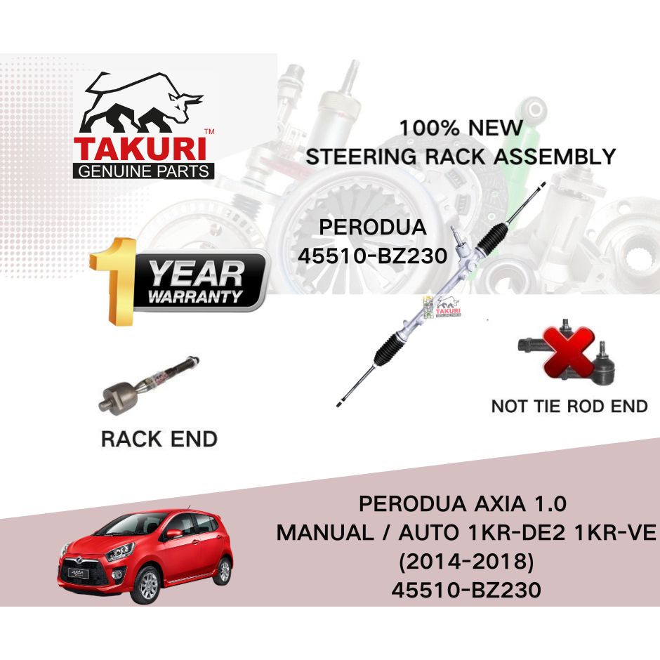 100% NEW STEERING RACK ASSY ASSEMBLY 45510-BZ230 PERODUA AXIA 1.0 ...